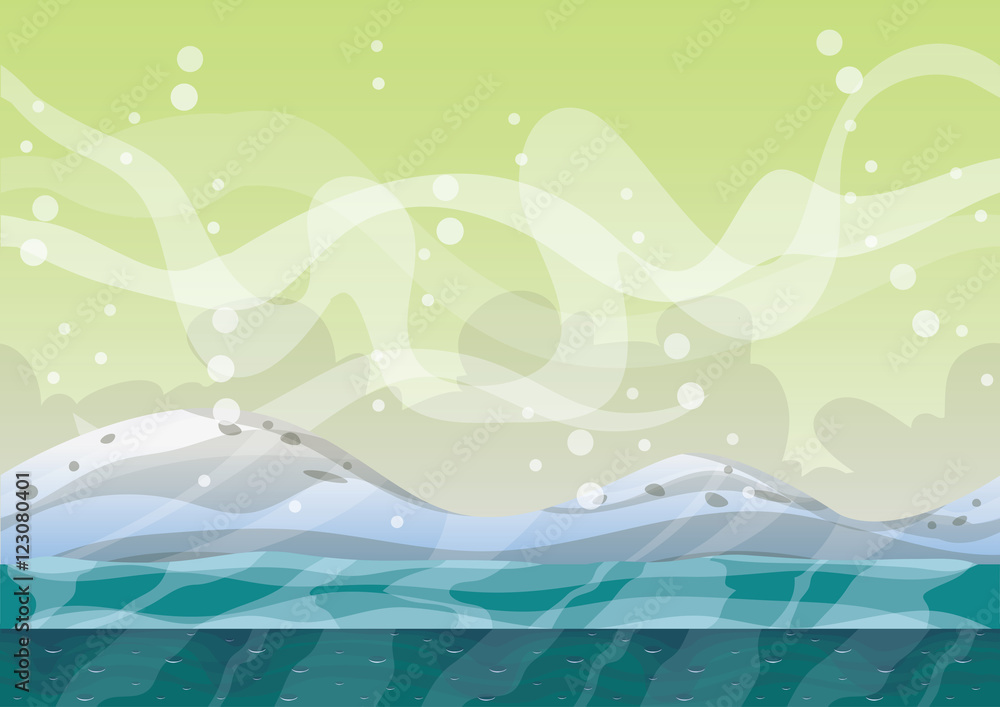 cartoon vector snow landscape background with separated layers for game ...