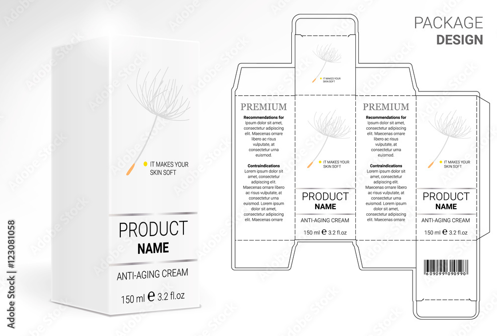 Packaging Design Cosmetics, cut the carton. Shampoos, creams, perfumes ...