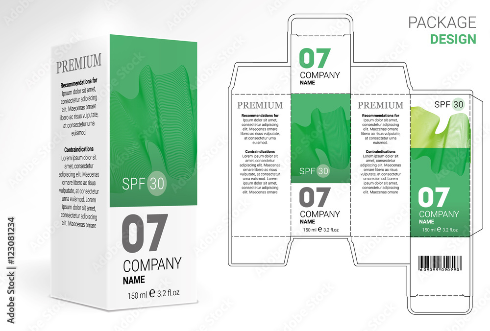 Packaging Design Cosmetics, cut the carton. Shampoos, creams, perfumes ...