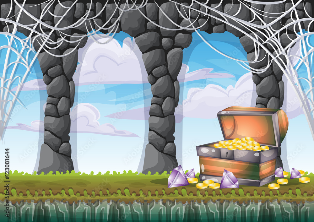 cartoon vector cave with separated layers for game and animation game ...