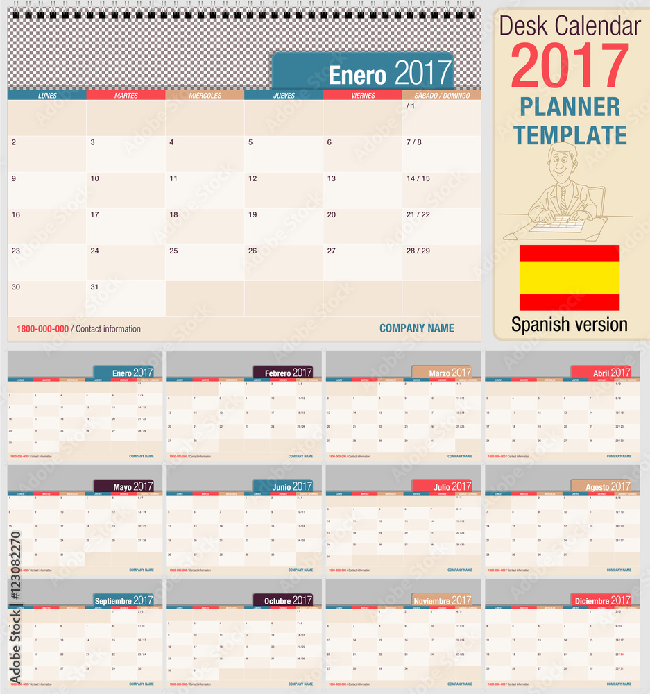 Useful desk calendar 2017 - Planner template. Format horizontal ...