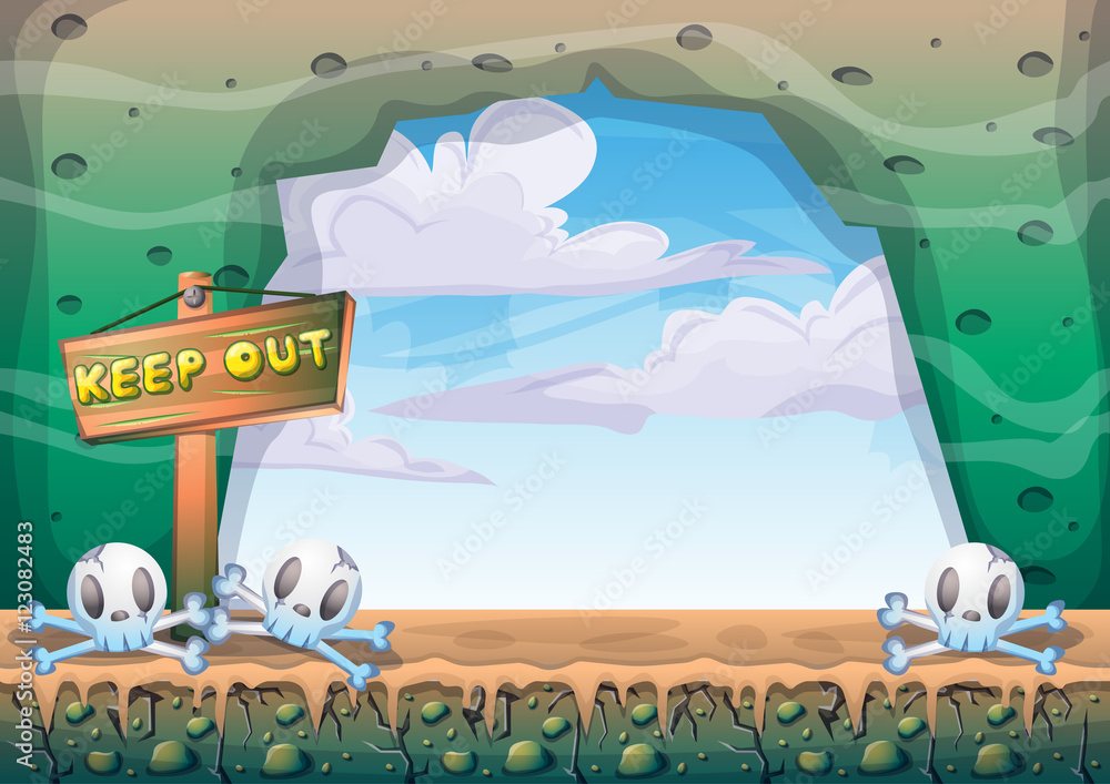cartoon vector cave with separated layers for game and animation game ...