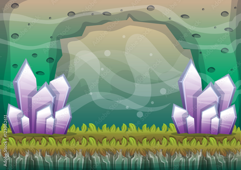 cartoon vector cave with separated layers for game and animation game ...