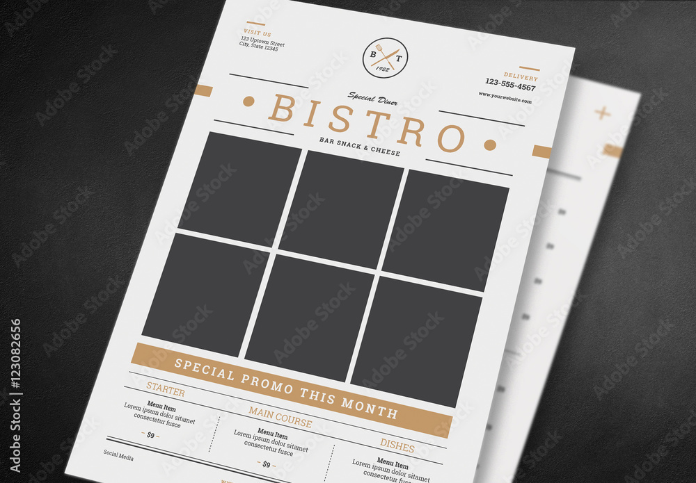 Minimal Food Menu Stock Template | Adobe Stock