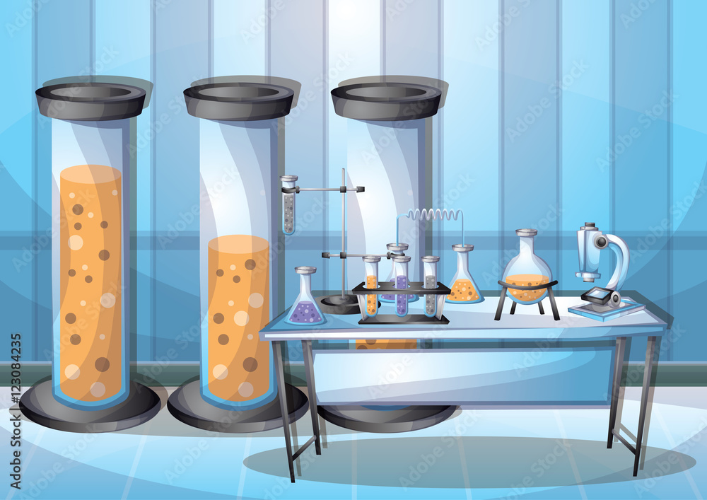 cartoon vector illustration laboratory interior room with separated ...