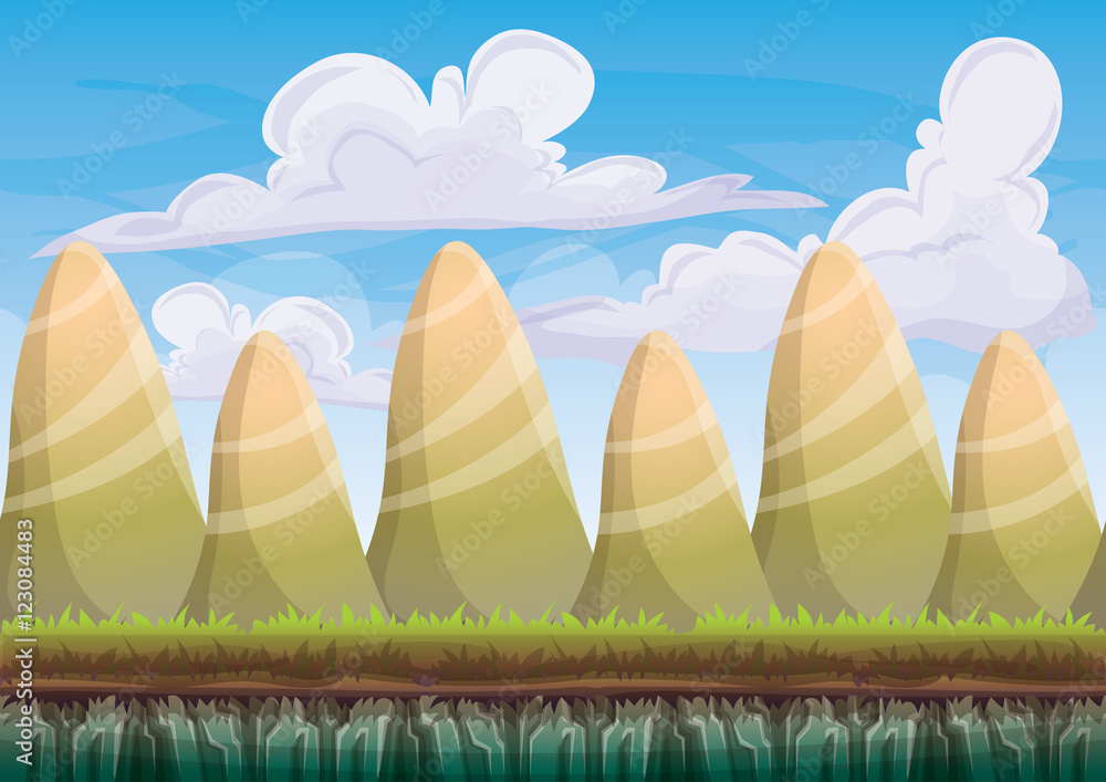 cartoon vector nature landscape background with separated layers for ...