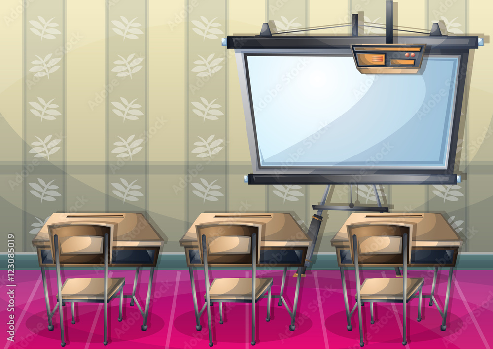 cartoon vector illustration interior classroom with separated layers in ...