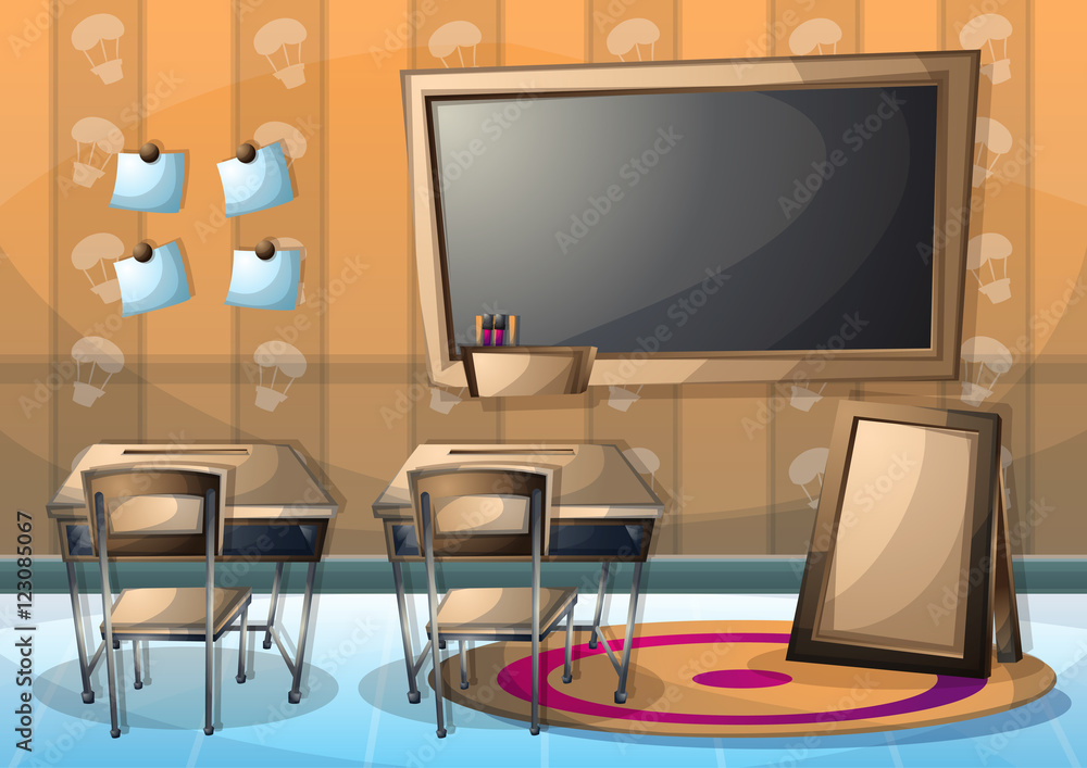 cartoon vector illustration interior classroom with separated layers in ...