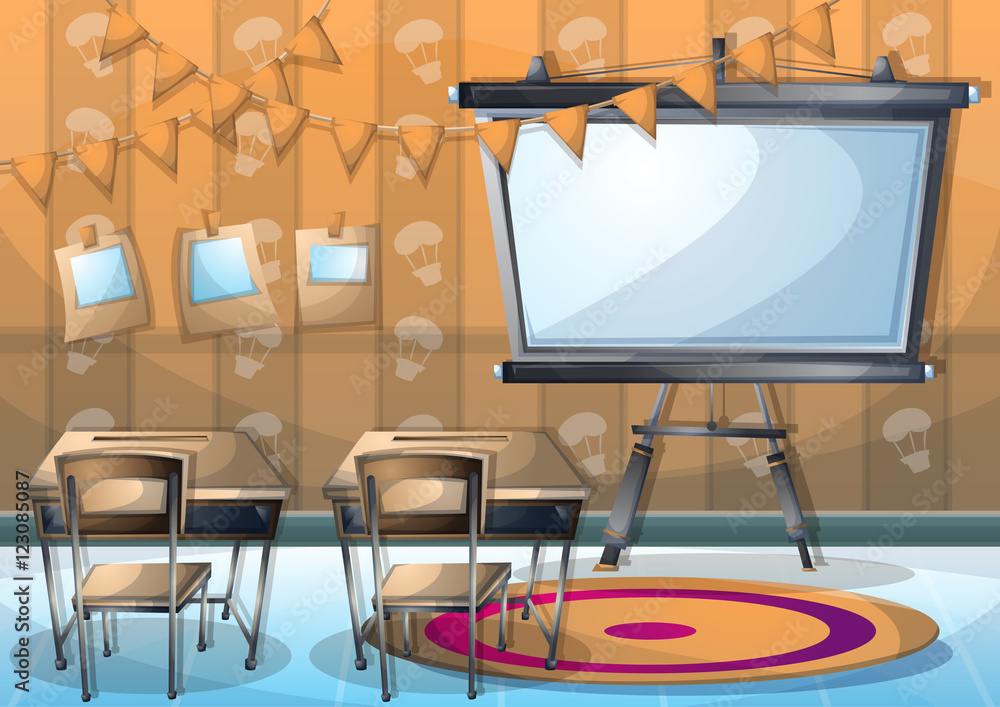 cartoon vector illustration interior classroom with separated layers in ...