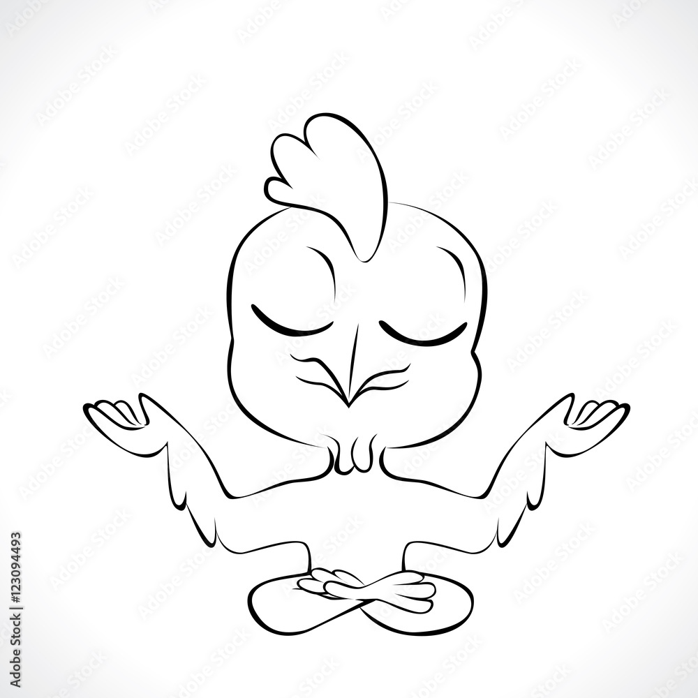 Cartoon chicken in yoga poses. Vector illustration of funny chicken ...
