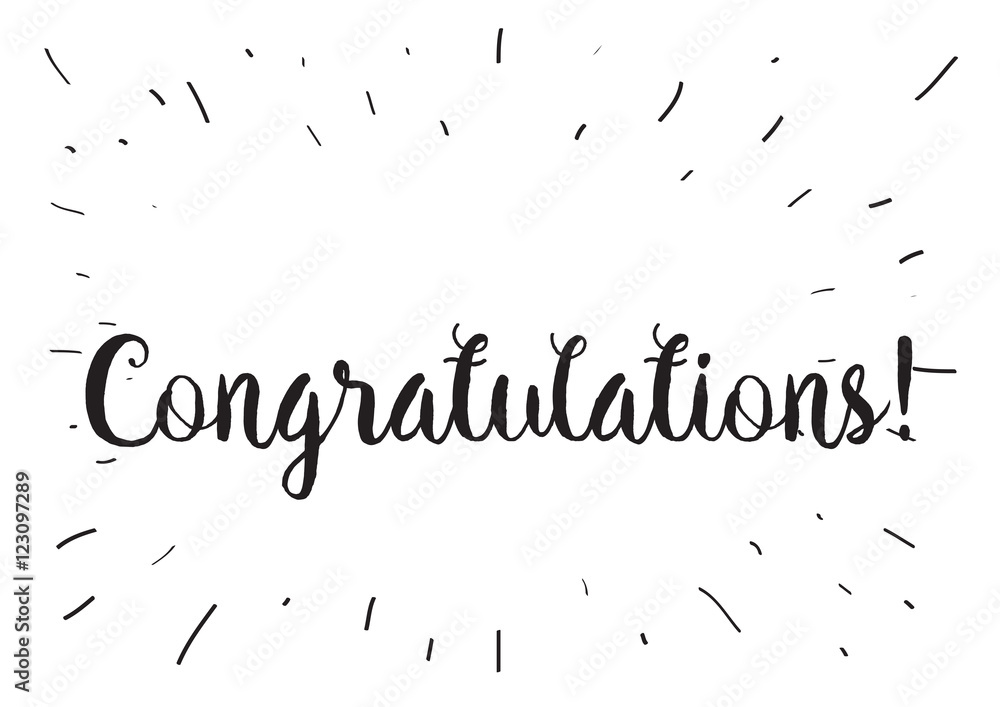 Congratulations inscription. Greeting card with calligraphy. Hand drawn ...