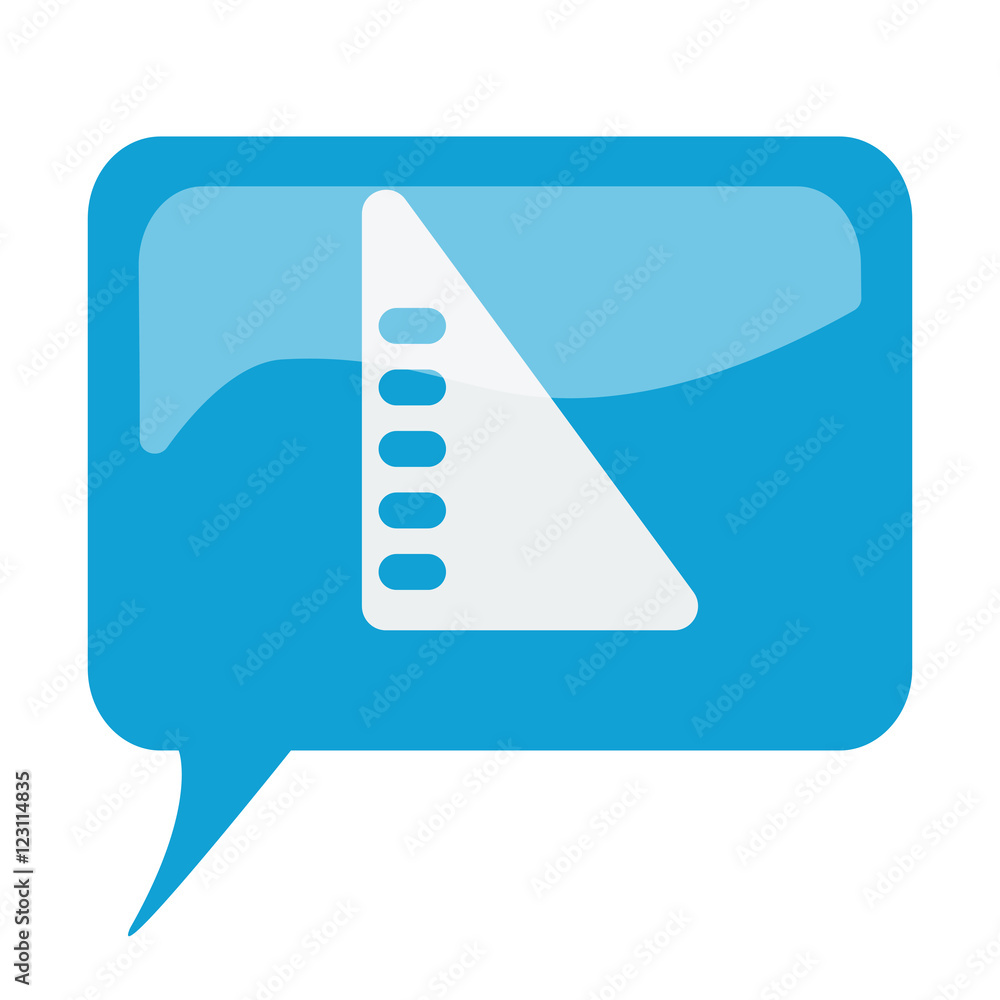 Blue speech bubble with white Set Square icon on white backgroun Stock ...