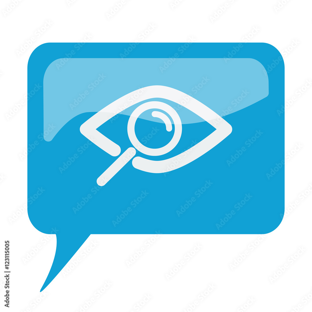 Blue speech bubble with white Observation icon on white backgrou Stock ...