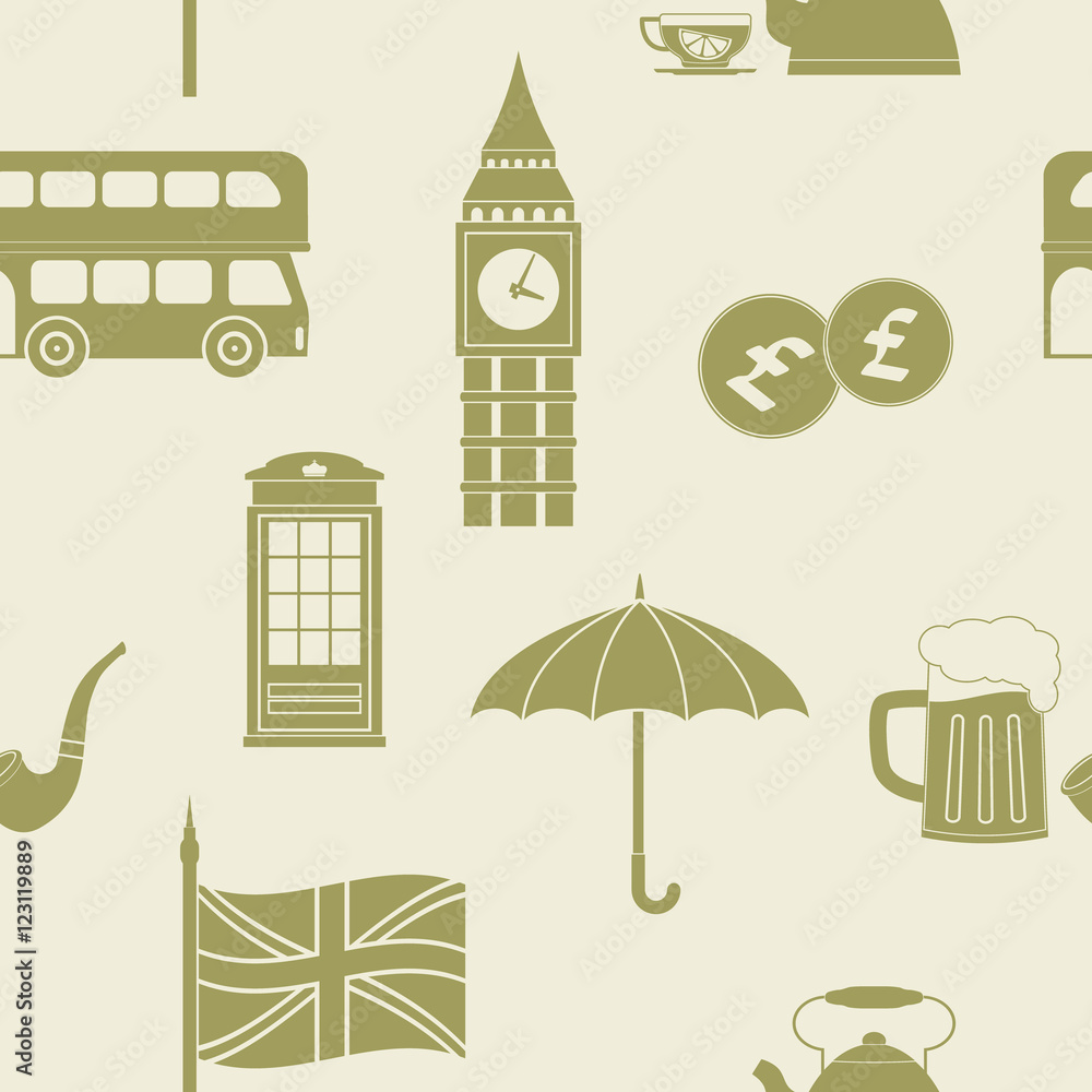 Seamless pattern with england icons for your design Stock Vector ...