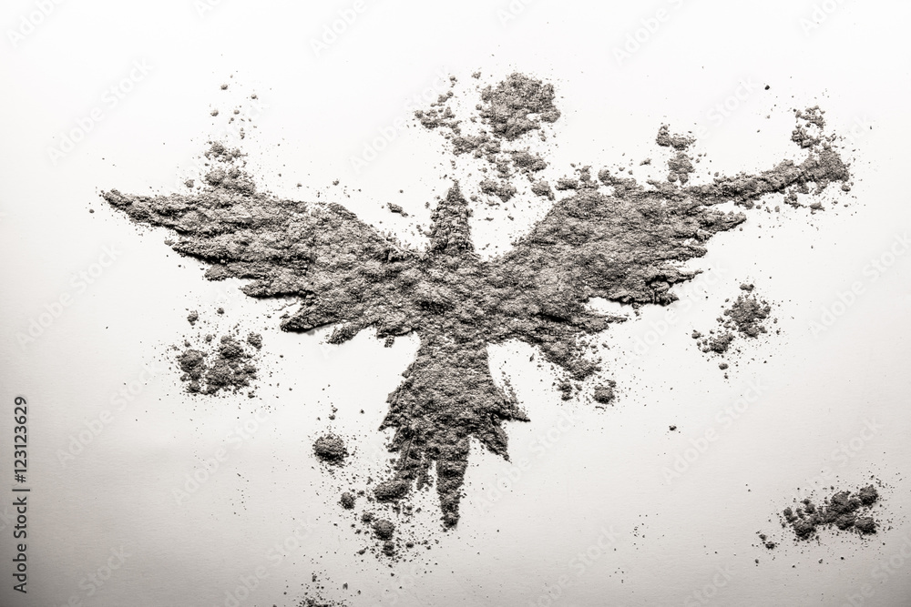 Phoenix shape bird drawing in ash Stock Photo | Adobe Stock