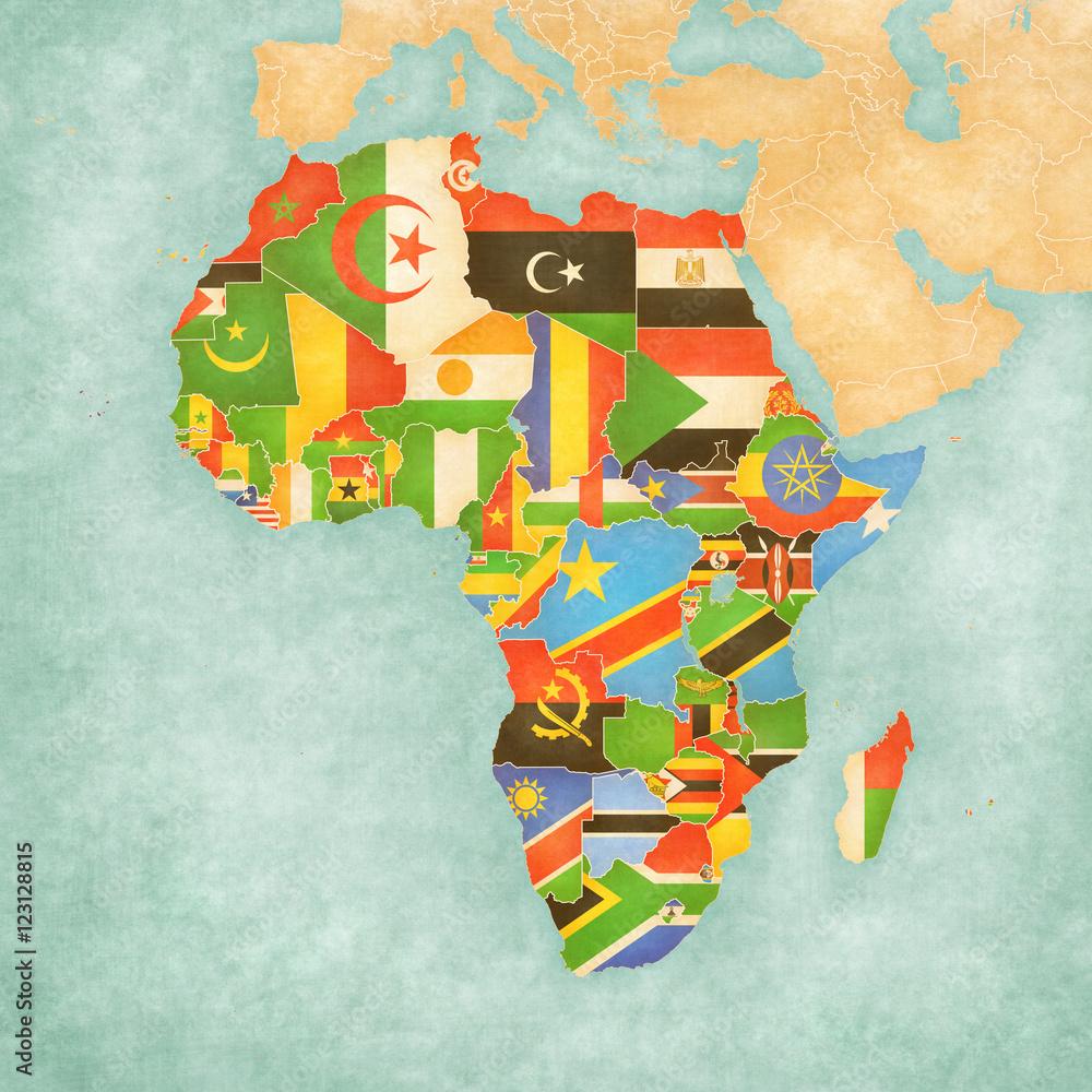 Map of Africa - Flags of All Countries Stock Illustration | Adobe Stock