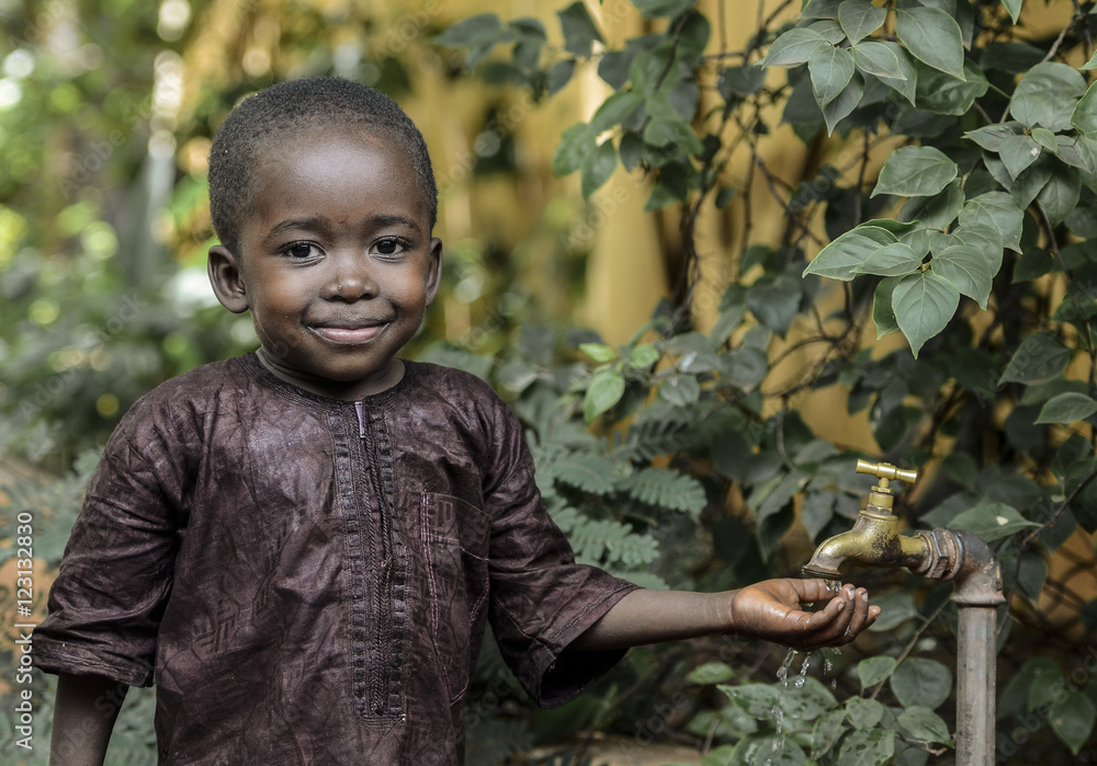 Happy African Boy Finally Gets Access to Clean Healthy Water Stock ...