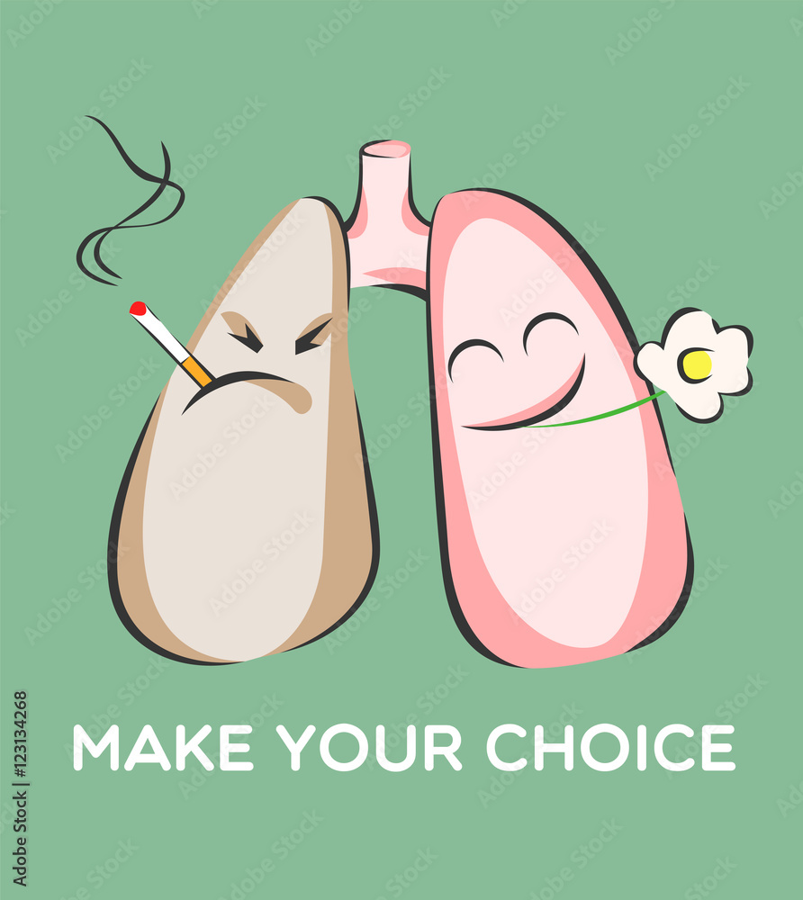 Make your choice poster. Smoking and healthy lungs. Danger of smoke ...
