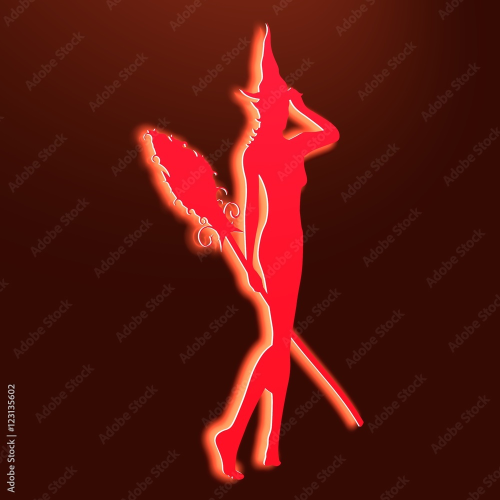 Standing young witch icon. Witch silhouette. Halloween relative image ...