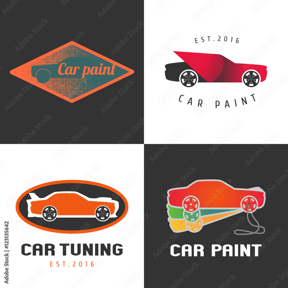 Set of car paint, car parts vector icon, symbol, sign, logo, emblem ...