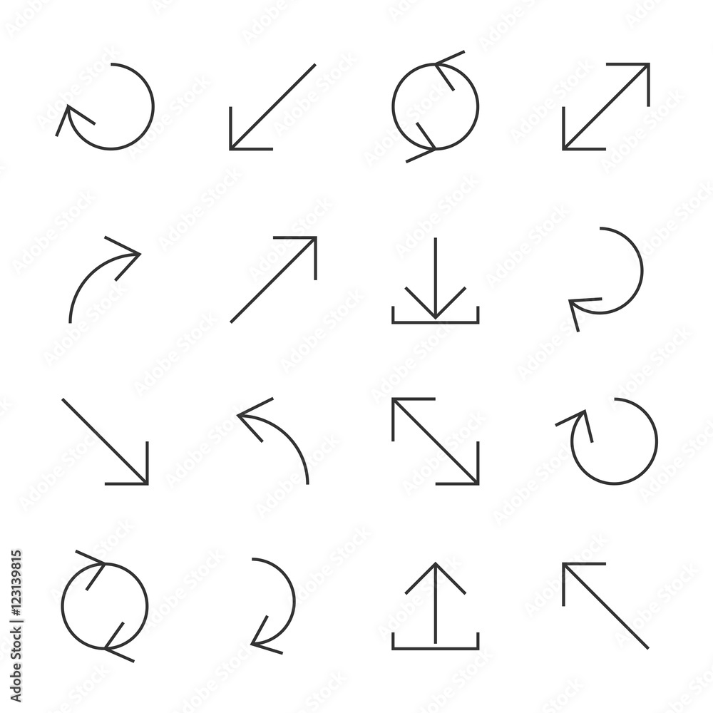 Set of linear arrow, vector illustration. Stock Vector | Adobe Stock