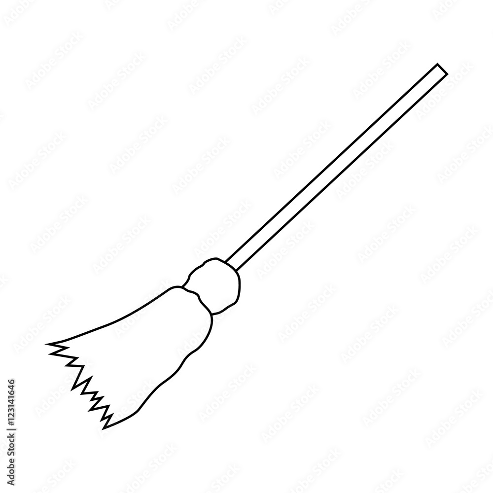 Witch broom icon. Outline illustration of broom vector icon for web ...