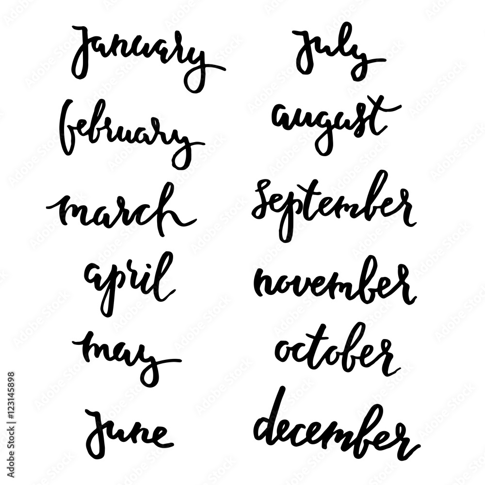 Months lettering set Stock Vector | Adobe Stock