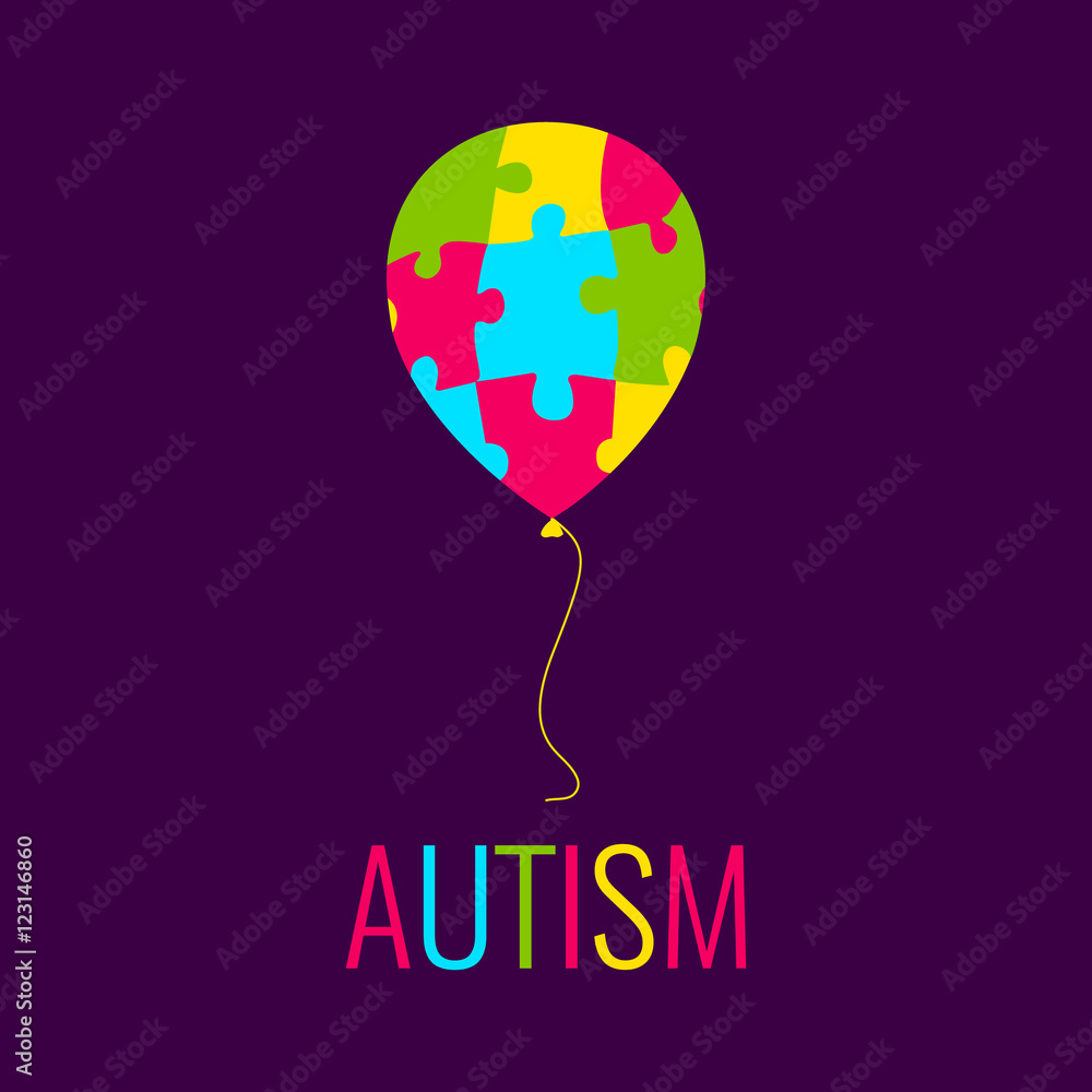 World Autism Day. Autism awareness poster with a colorful balloon made ...