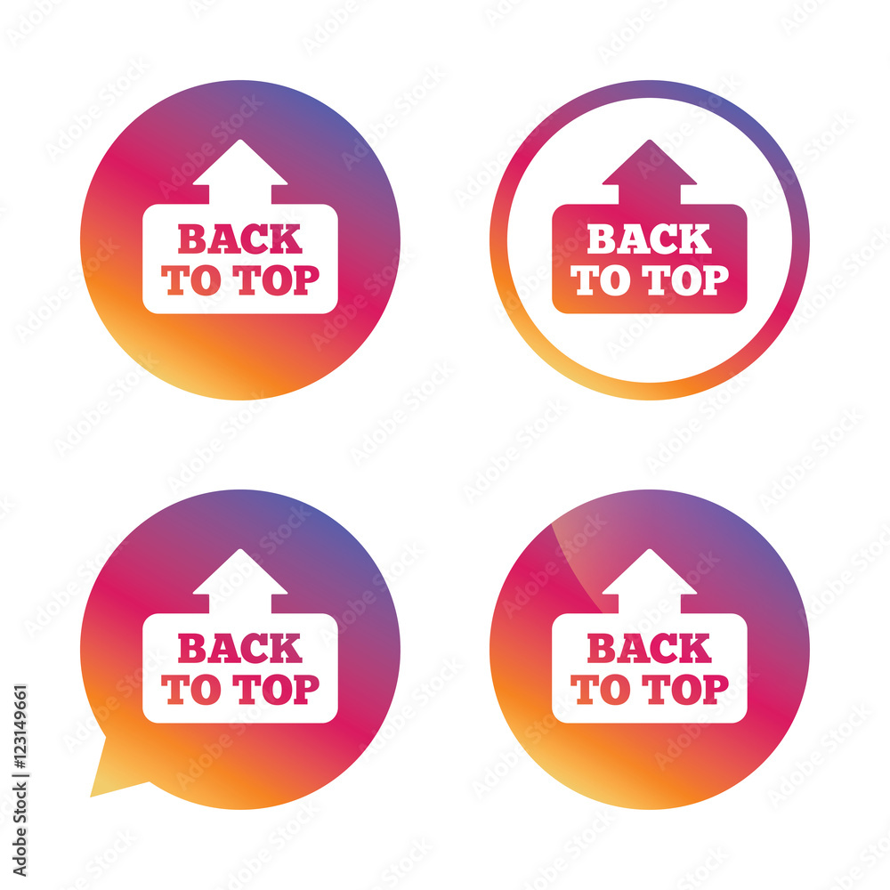 Back to top arrow sign icon. Scroll up symbol. Stock Vector | Adobe Stock