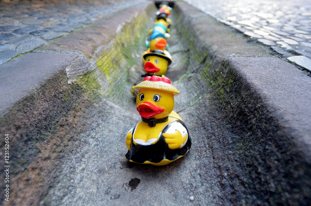 Gummienten auf dem Trockenen Stock-Foto | Adobe Stock
