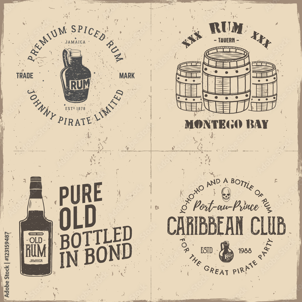Set of vintage handcrafted pirates emblems, labels, logos. Isolated on ...