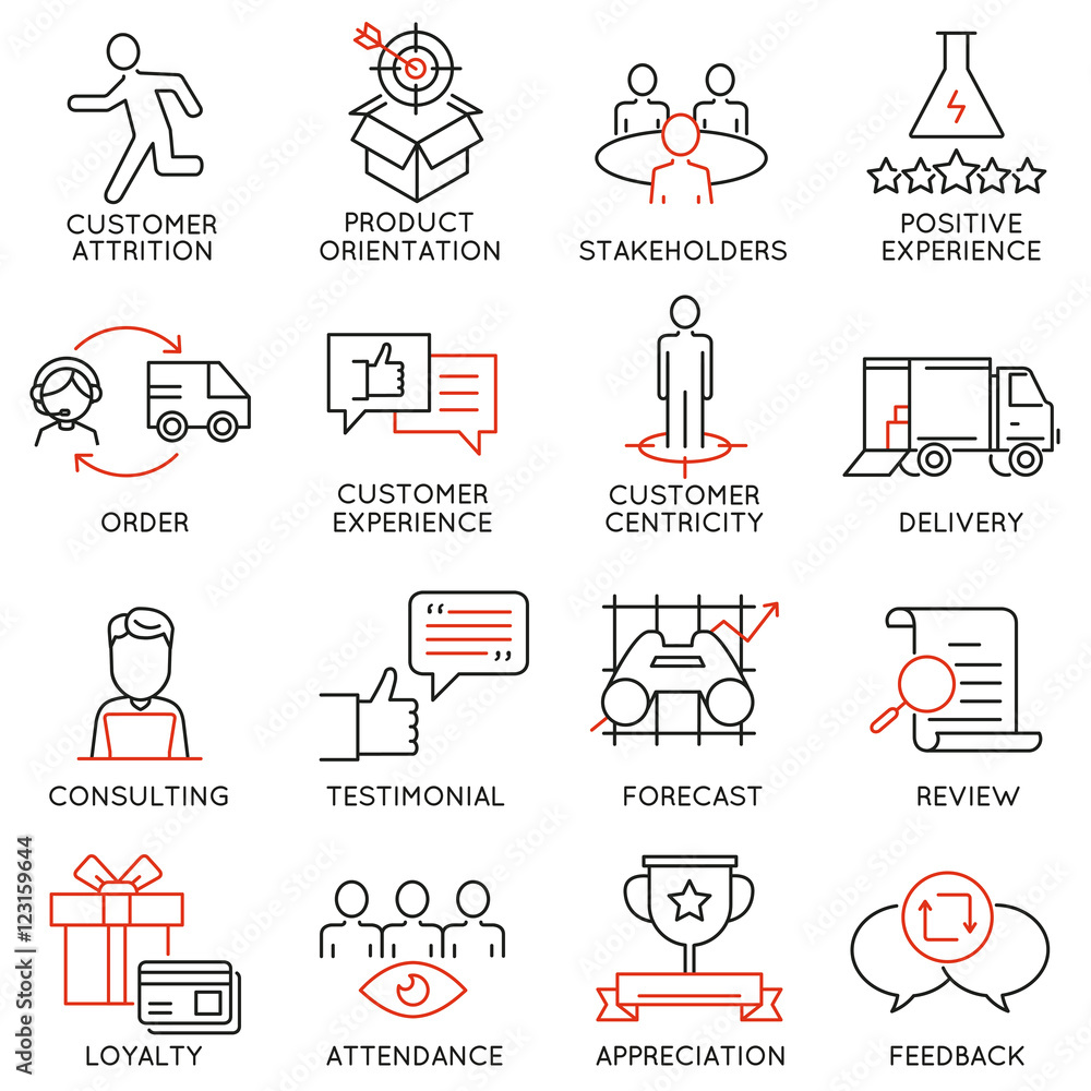 Vector set of 16 icons related to business management, strategy, career ...