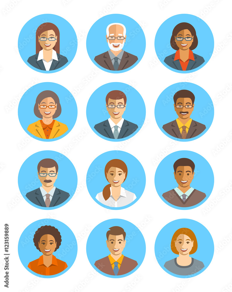 Business people vector avatars set. Business team icons. Men and women ...