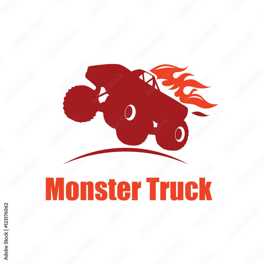 Extreme Monster Truck Off Road Fire Jumping Logo Stock Vector | Adobe Stock