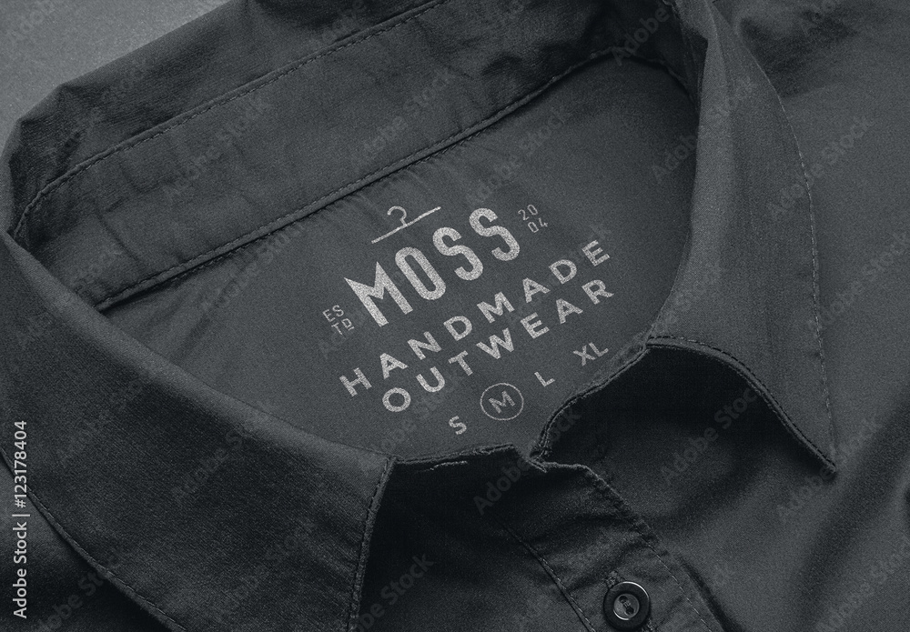Dark Shirt Neck Label Mockup Stock Template | Adobe Stock