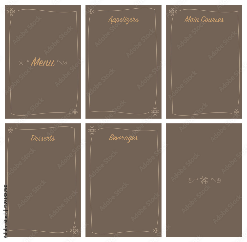 Vetor de Menu Template including cover page , appetizers, main courses ...