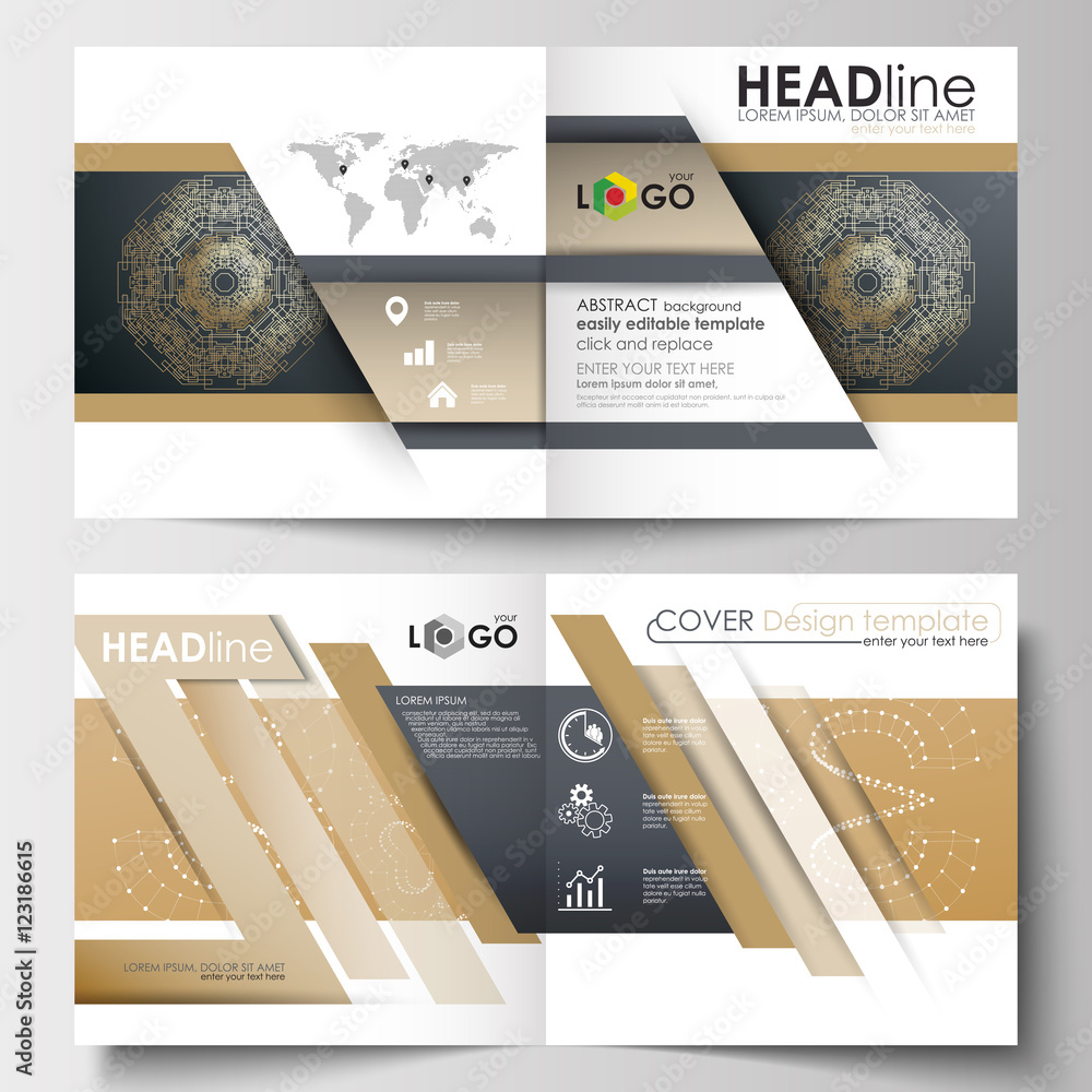Template for square design brochure, magazine, flyer. Leaflet cover ...