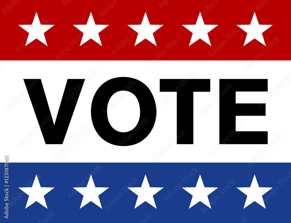 Vote on election day red, white and blue with stars display poster ...