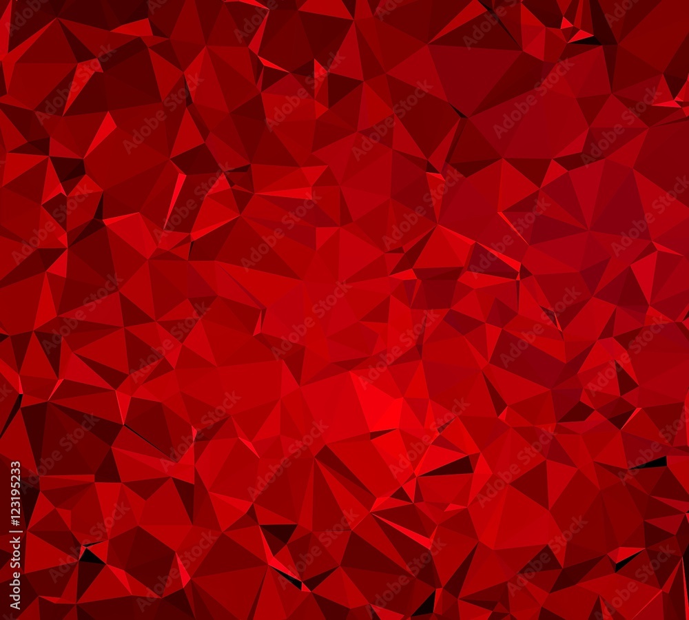 Abstract 3d dark red polygonal and low poly background. Background with ...