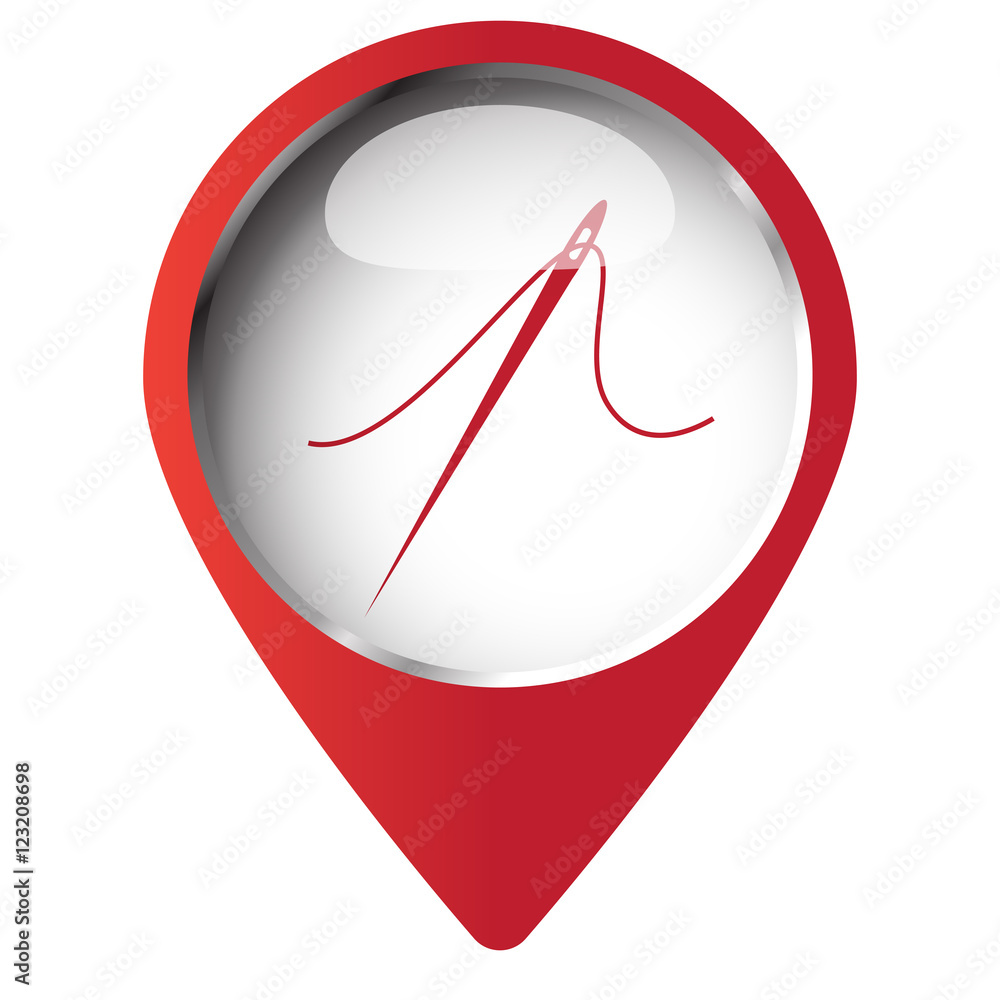Map pin symbol with Needle icon. Red symbol on white background. Stock ...