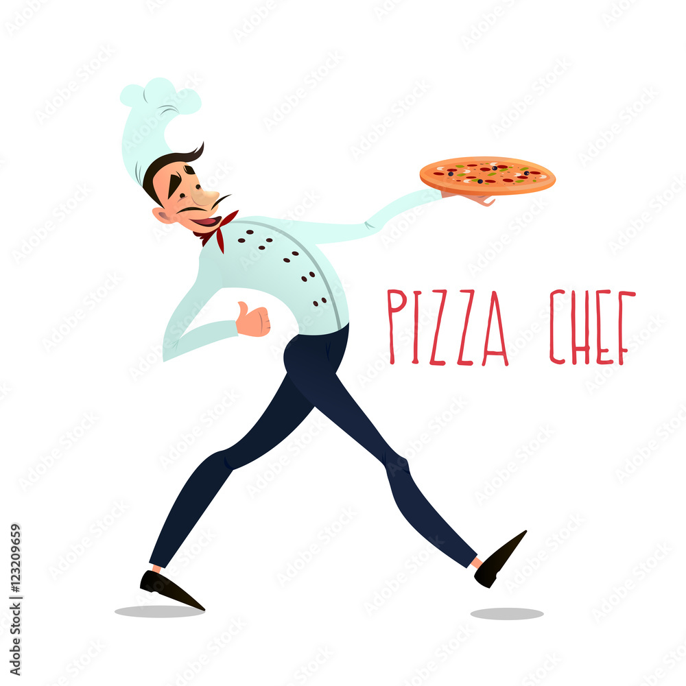 Cook with pizza. pizza menu. Italian pizza. Chef. Pizza delivery ...