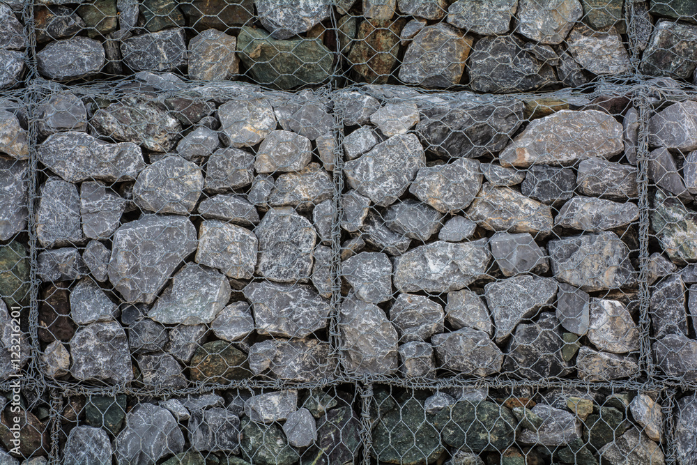Stone walls in net prevent soil and stone slides at Kung Wiman ...