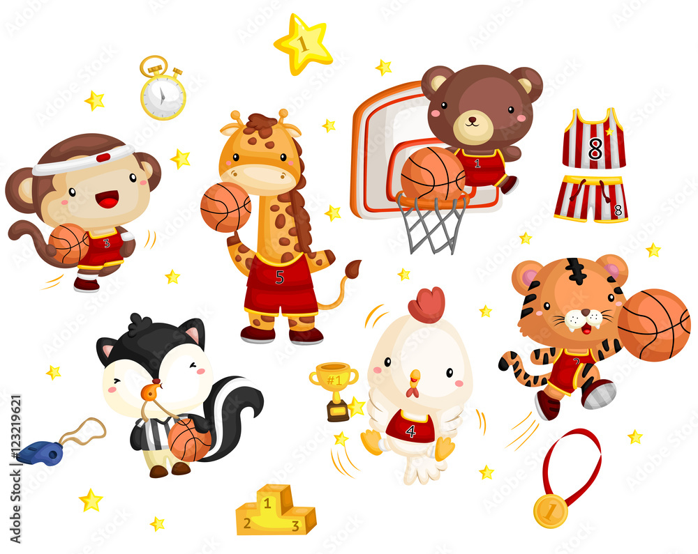 Basketball animal team Stock Vector | Adobe Stock