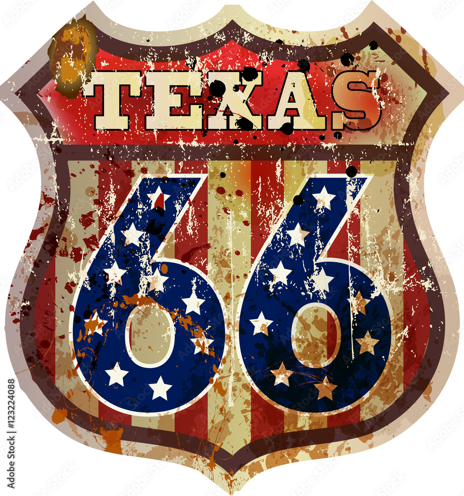 Route 66 sign,Texas, retro style, vector Stock 벡터 | Adobe Stock
