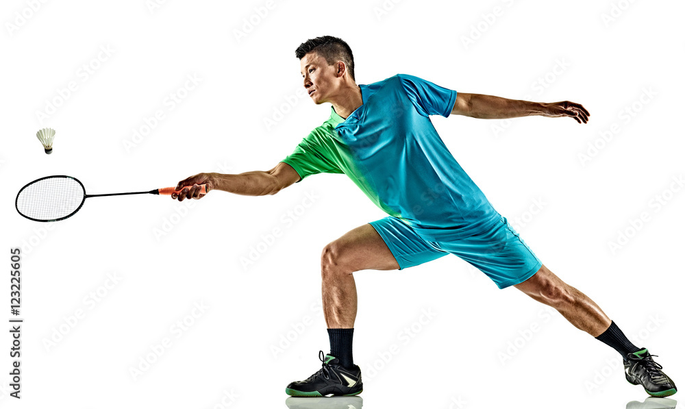 asian badminton player man isolated Stock Photo | Adobe Stock