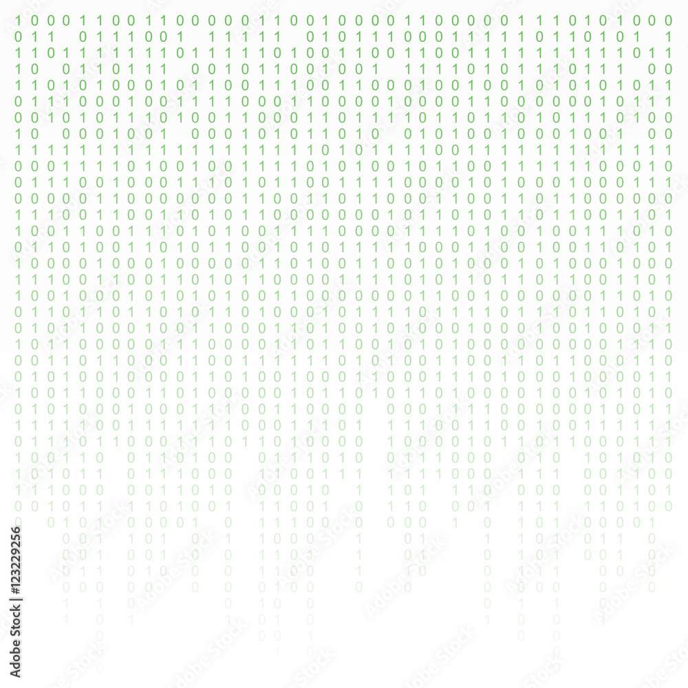 Binary Code Green And White Background With Digits On Screen Algorithm Data Decryption