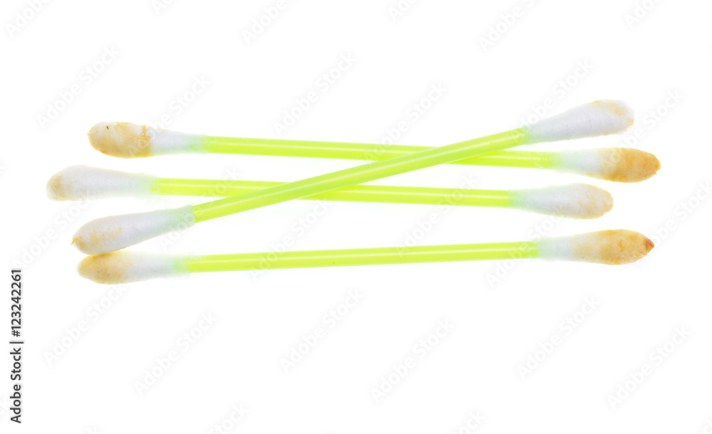 dirty ear sticks on a white background Stock Photo | Adobe Stock