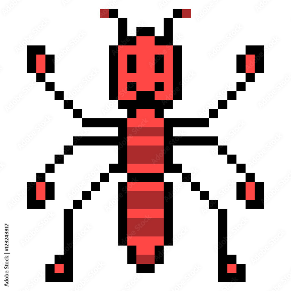 illustration design pixel art ant Illustration Stock | Adobe Stock