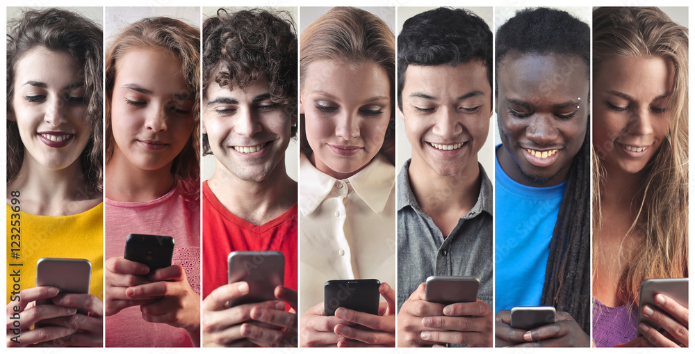 People using smartphones Stock Photo | Adobe Stock