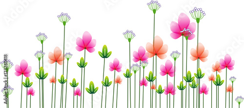 Colorful flower border with lots of cartoon flowers vector illustration ...